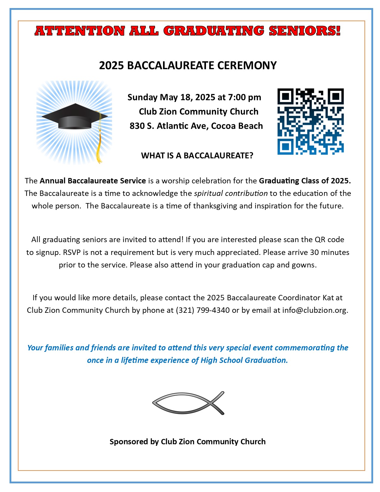 2025 Baccalaureate Ceremony – Sunday May 18th, 2025 - Club Zion ...
