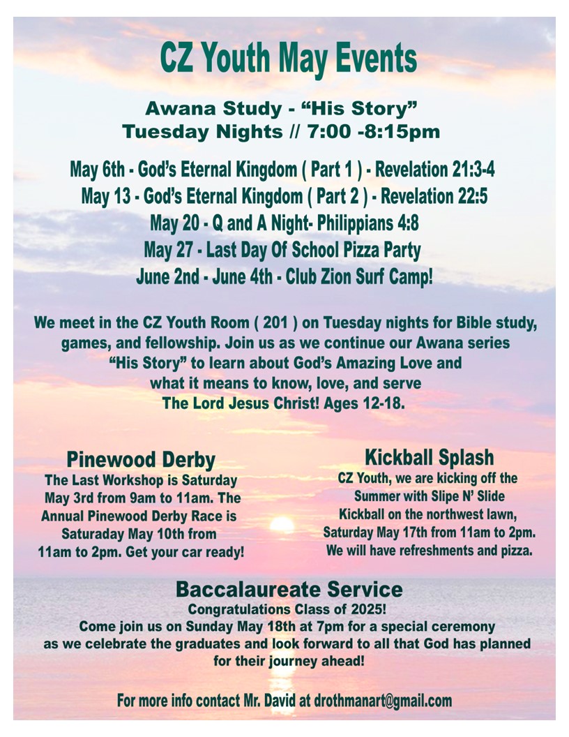 Club Zion Youth May Events - Club Zion Community Church